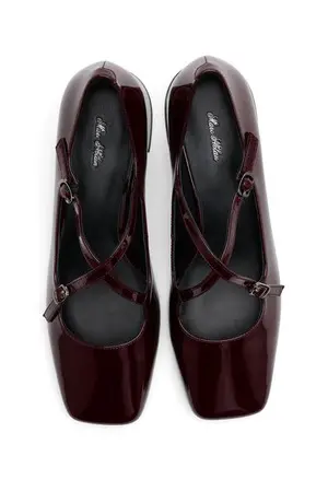 MARC NOLAN Patent Leather Mary Jane Block Heels - Burgundy