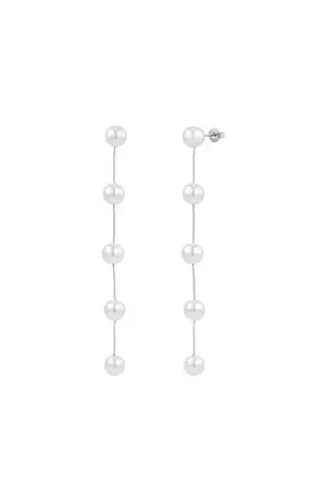 UNTAMED PETALS Harper Pearl Drop Earrings - Silver