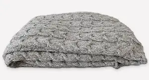 PURPLE NEST DESIGN Handloomed Muru Collectionluxurious Artisan Weaver Peruvian Pima Cotton & Undyed Baby Alpaca Super Soft Cable Blanket - Graphite
