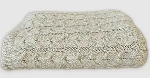 PURPLE NEST DESIGN Handloomed Muru Collectionluxurious Artisan Weaver Peruvian Pima Cotton & Undyed Baby Alpaca Super Soft Cable Blanket - Silver