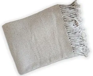 PURPLE NEST DESIGN Handloomed Kulsi Collectionluxurious Artisan Weaver Peruvian Pima Cotton & Undyed Baby Alpaca Throw Blanket - Silver