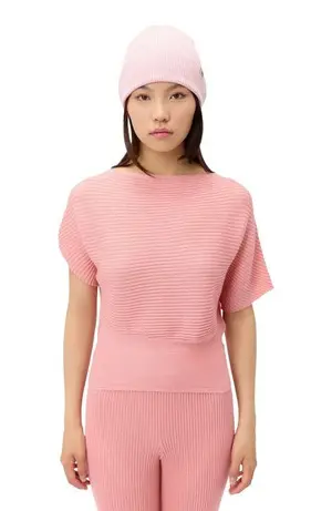 Gobi Cashmere Cashmere Rib Knit Beanie Almond Blossom
