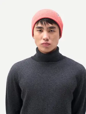 Gobi Cashmere Cashmere Rib Knit Beanie - Coral