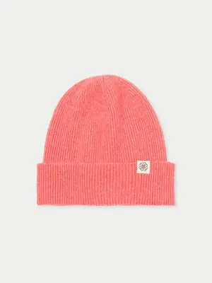 Gobi Cashmere Cashmere Rib Knit Beanie - Coral