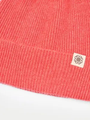 Gobi Cashmere Cashmere Rib Knit Beanie - Coral