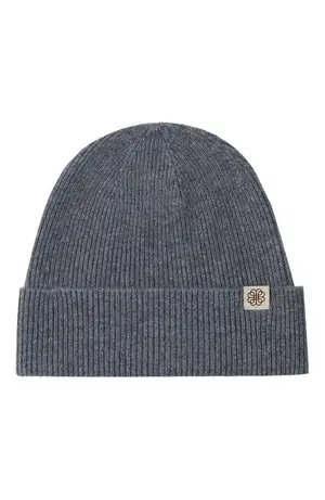 Gobi Cashmere Cashmere Rib Knit Beanie Dim Gray