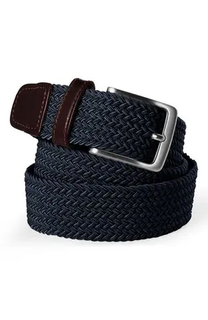 LANDS' END Braided Elastic Belt Radiant Navy