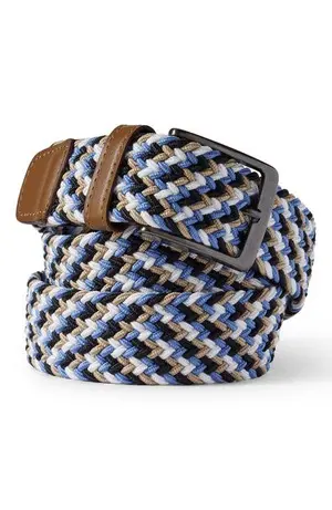 LANDS' END Braided Elastic Belt - Slate Blue Multi