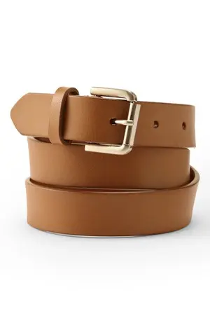 LANDS' END Classic Leather Belt - Cognac