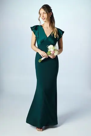 Coast Angel Sleeve V-neck Maxi Dress - Emerald