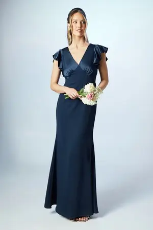 Coast Angel Sleeve V-neck Maxi Dress - Navy