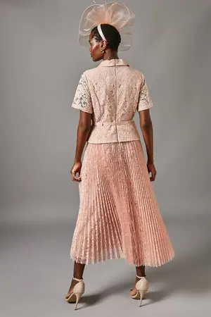 Coast Lace Jacket Pleated Midi Dress