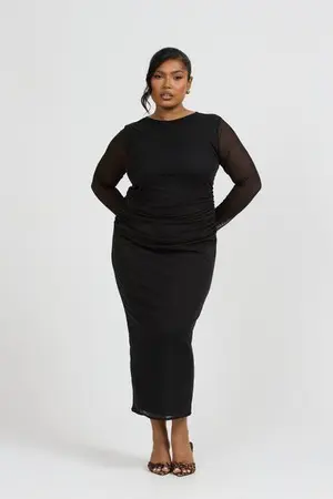 FASHION-SZN CURVE Long Sleeved Midaxi Dress