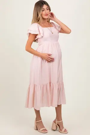 PINKBLUSH Flutter Sleeve Midi Dress