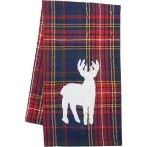 C&F HOME Blue Lennox Plaid Deer 100% Cotton Handwoven Christmas Dishtowel