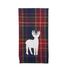 C&F HOME Blue Lennox Plaid Deer 100% Cotton Handwoven Christmas Dishtowel