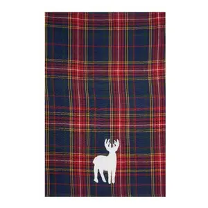 C&F HOME Blue Lennox Plaid Deer 100% Cotton Handwoven Christmas Dishtowel