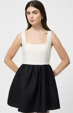 French Connection Color Block Fit & Flare Mini Dress