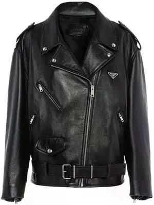 Prada Triangle-plaque Leather Jacket