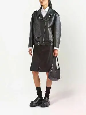 Prada Triangle-plaque Leather Jacket