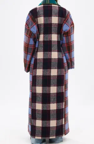 AZALEA WANG Oversized Plaid Trench Coat