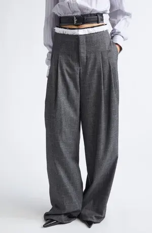 JULIE KEGELS Patsy Pleated Wide Leg Wool Trousers