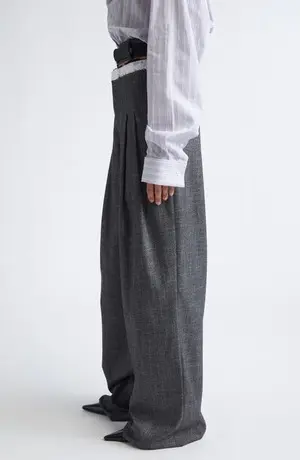 JULIE KEGELS Patsy Pleated Wide Leg Wool Trousers