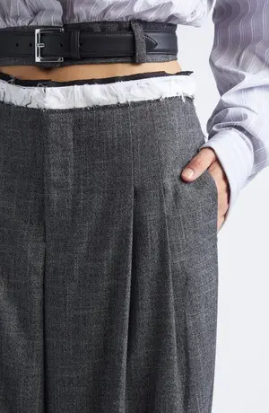 JULIE KEGELS Patsy Pleated Wide Leg Wool Trousers