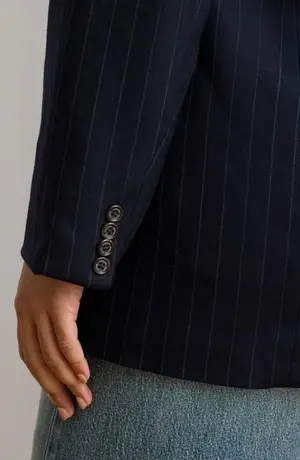 Ralph Lauren Striped Double-breasted Twill Blazer