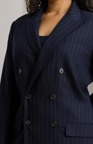 Ralph Lauren Striped Double-breasted Twill Blazer