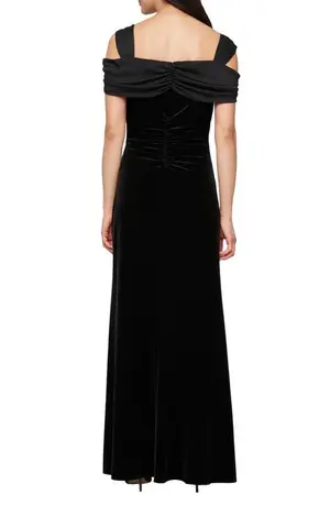Alex Evenings Cold Shoulder Velvet Gown