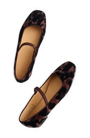 Madewell Greta Leopard Print Velvet Mary Jane Flat