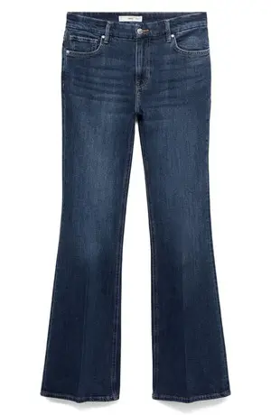 Mango High Waist Flare Leg Jeans - Dark Blue