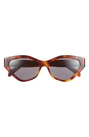 Celine Triomphe 17 56mm Cat Eye Sunglasses - Blonde Havana/smoke