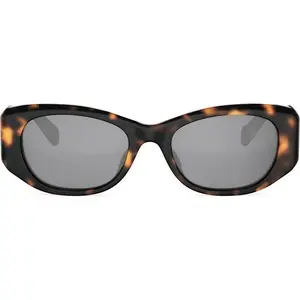 Celine 3 Dots 54mm Oval Sunglasses - Dark Havana/smoke