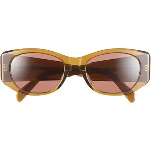 Celine 3 Dots 54mm Oval Sunglasses - Shiny Dark Green/brown