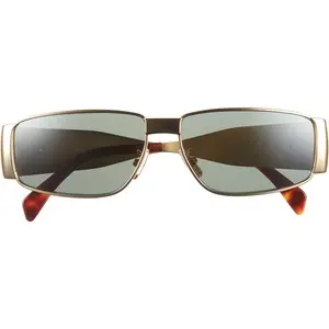 Celine Triomphe 06 59mm Rectangular Sunglasses - Shiny Endura Gold/green