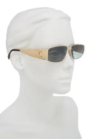 Celine Triomphe 06 59mm Rectangular Sunglasses - Shiny Endura Gold/green