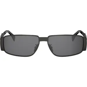 Celine Triomphe 06 59mm Rectangular Sunglasses Shiny Light Ruthenium/smoke