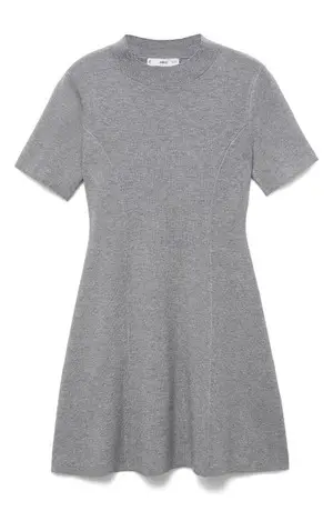 Mango Domino Seamed Minidress - Medium Heather Grey