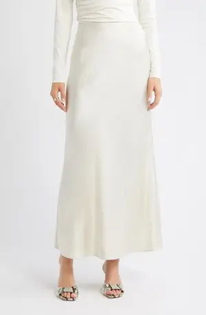 OPEN EDIT Satin A-line Maxi Skirt - Ivory Dove