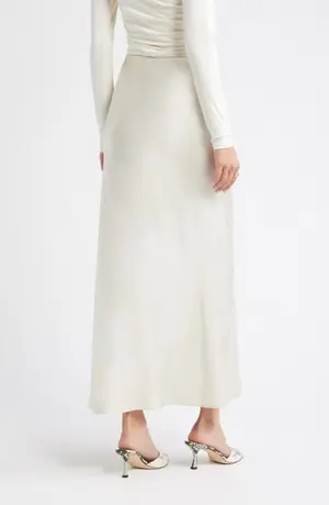 OPEN EDIT Satin A-line Maxi Skirt - Ivory Dove