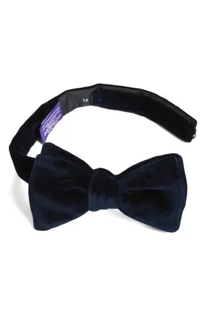 Ralph Lauren Purple Label Pre-tied Cotton Velveteen Bow Tie - New Navy