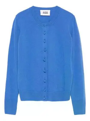 Alpha Studio Buttoned Wool Cardigan - Blue