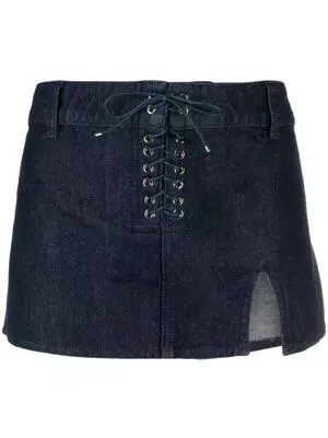 LUDOVIC DE SAINT SERNIN Side-slit Denim Skirt