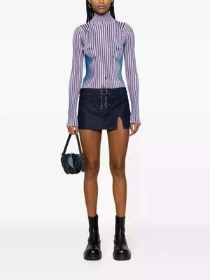 LUDOVIC DE SAINT SERNIN Side-slit Denim Skirt