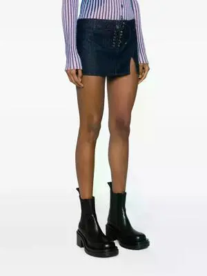LUDOVIC DE SAINT SERNIN Side-slit Denim Skirt
