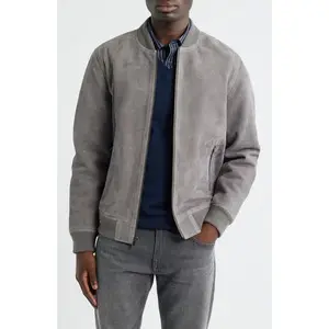 Nordstrom Suede Bomber Jacket - Grey Steel