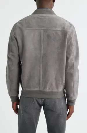 Nordstrom Suede Bomber Jacket - Grey Steel