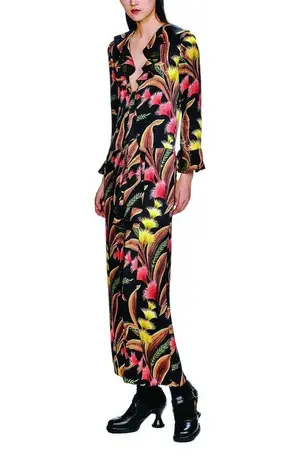 Anna Sui Feather Fern Ruffle Tie Dress